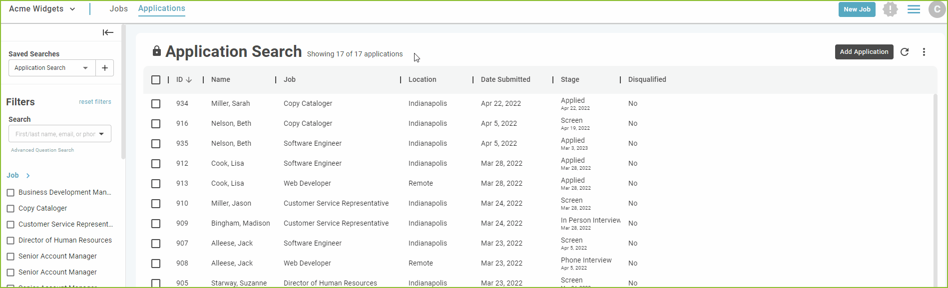 Applicant Stage Changes