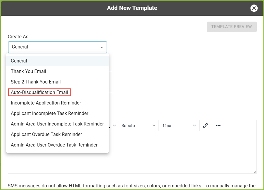 Automatic Disqualification Communication Template