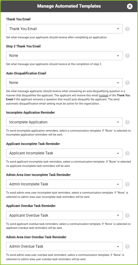 Manage Automated Communication Templates